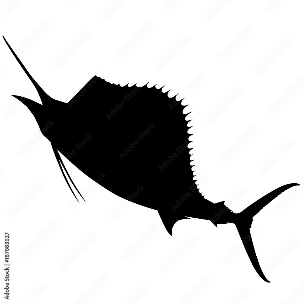 Sail fish Silhouette Vector Graphics Stock Vector | Adobe Stock