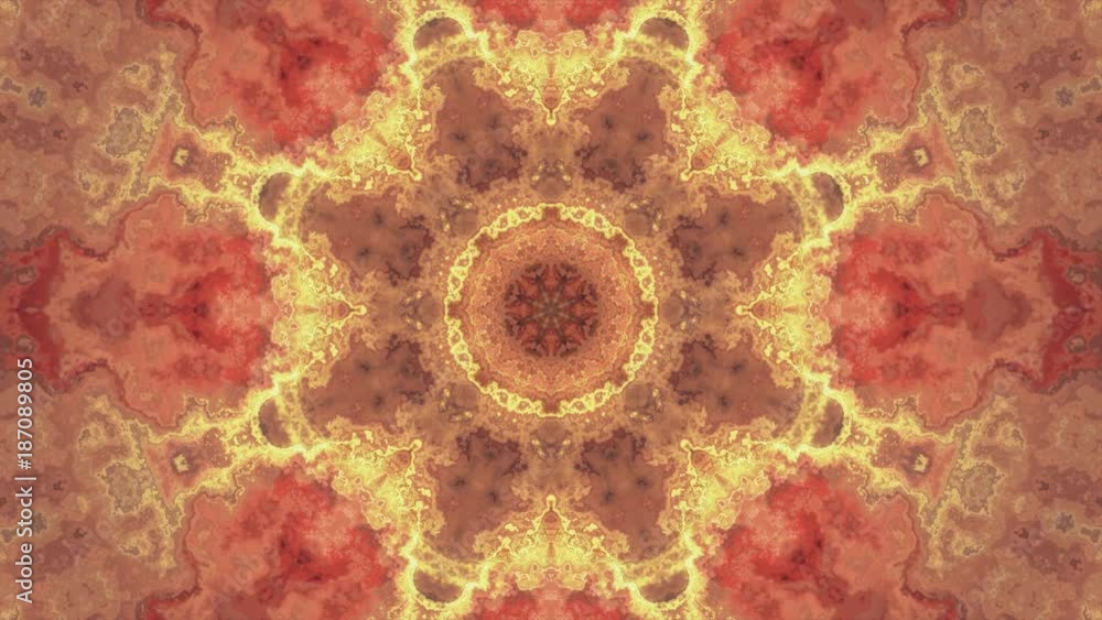 ornamental kaleidoscope red mineral marble texture moving pattern ...