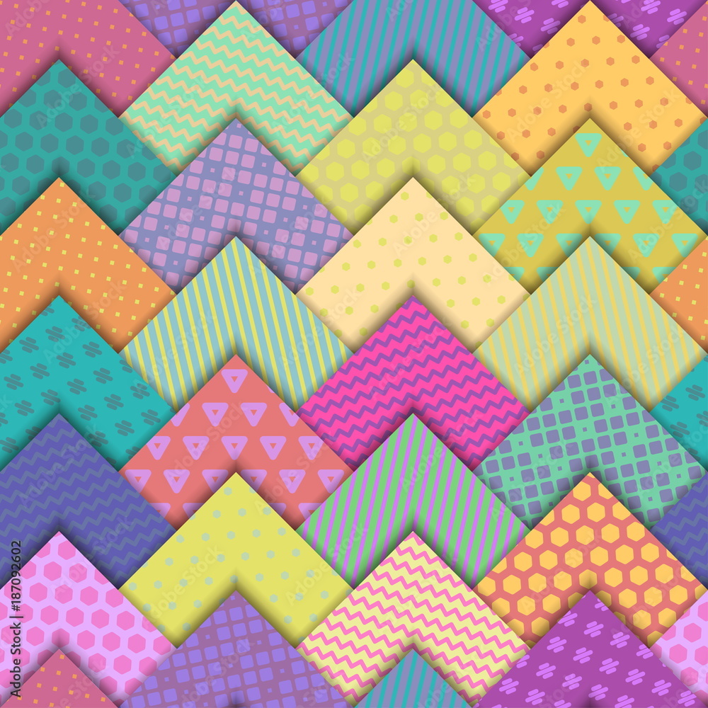 Seamless vector colorful bright pattern. Paper squares of different ...