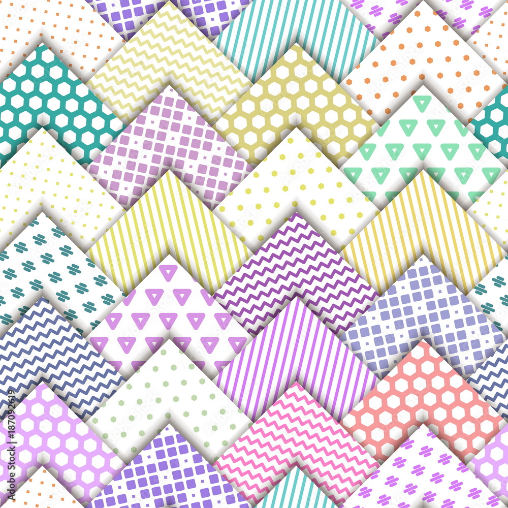 Seamless vector colorful pattern. Paper white squares with color ...