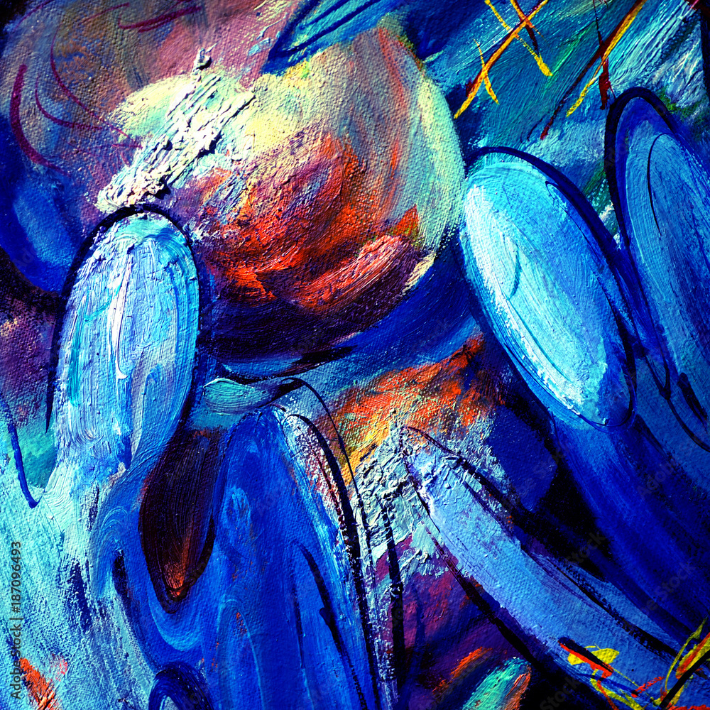 abstract oil painting on canvas on biblical christmas theme ...