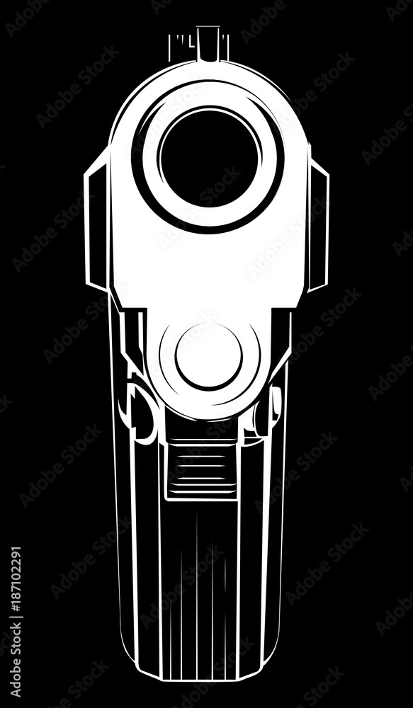 Vector illustration pistol. Criminal arm pistol gun and danger military ...