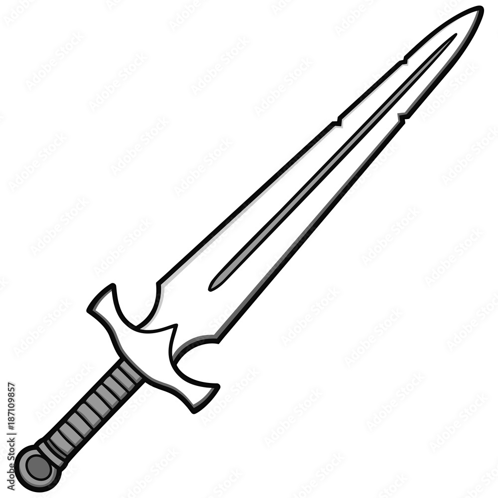 Broadsword Illustration - A vector cartoon illustration of a medieval ...
