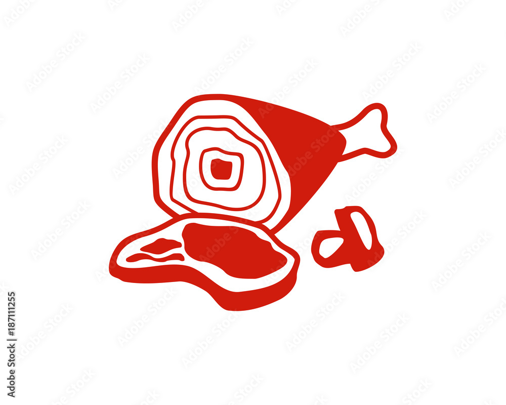 Red Beef - Meat Illustration Symbol Logo Vector Stock Vector | Adobe Stock