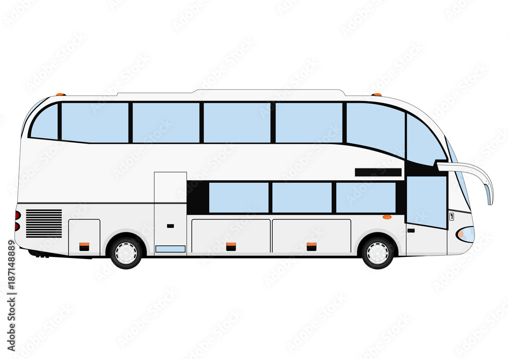Cartoon bus. Side view. Flat vector. Stock Vector | Adobe Stock