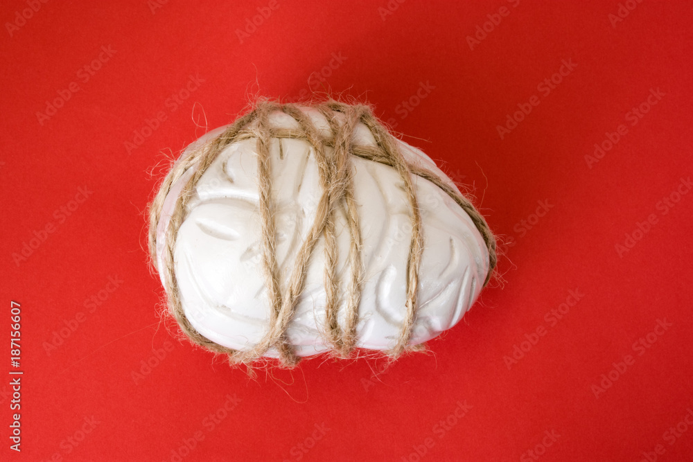 Symptom or manifestation of severe headache concept photo. Figure of ...