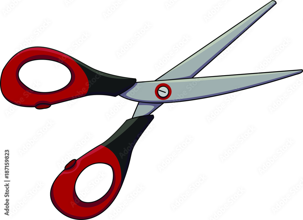 Vector illustration of red and grey scissors used to cut things. Stock ...