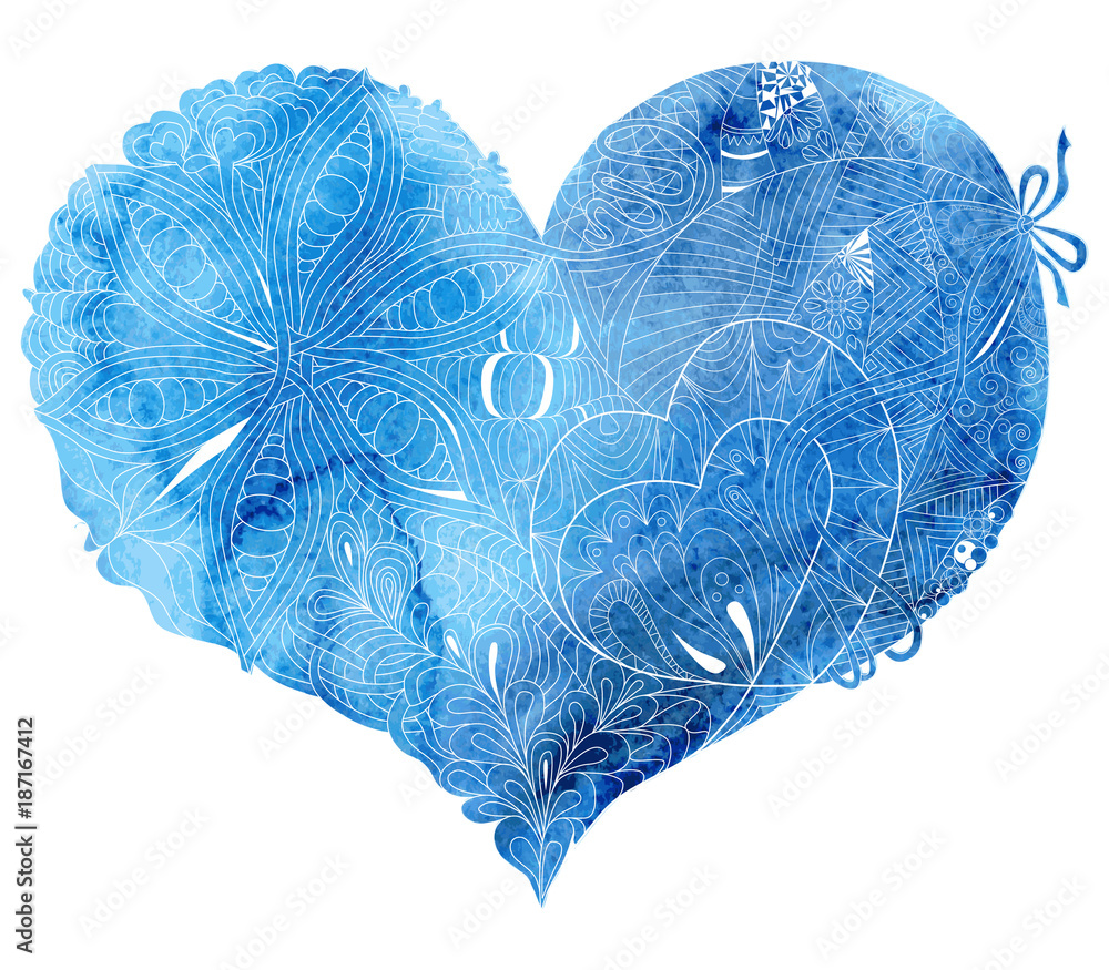 Sketchy doodle blue heart illustration Stock Vector | Adobe Stock