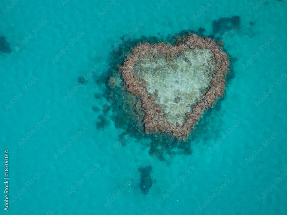 Heart Reef in the Great Barrier Reef, viewed from a Seaplane Stock ...