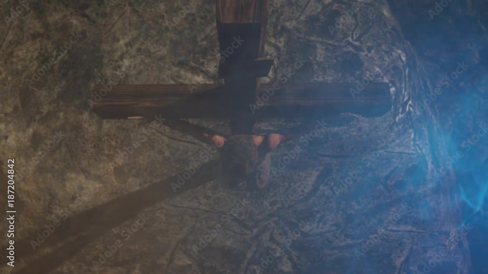 Jesus Christ on the cross, 3d render Stock Video | Adobe Stock
