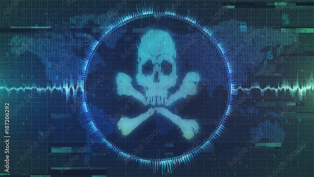 Cyber attack - hacker warning, distorted and compressed image ...