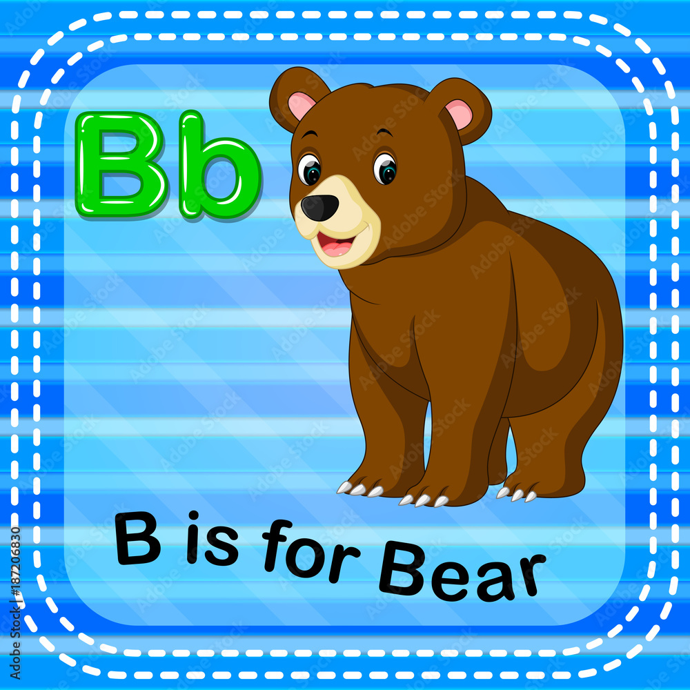 Flashcard letter B is for bear Stock Vector | Adobe Stock