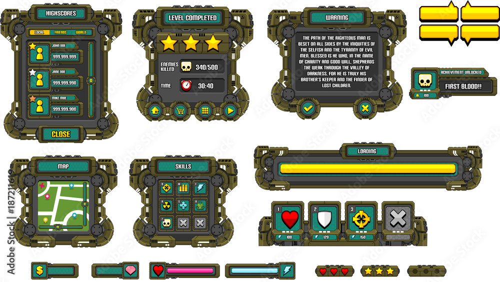 Sci-fi Game GUI Pack Stock Vector | Adobe Stock