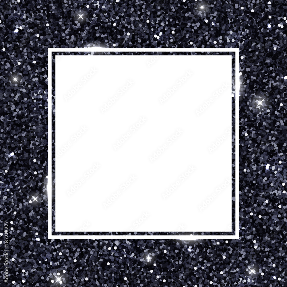 Black glitter background, square frame. Vector Stock Vector | Adobe Stock