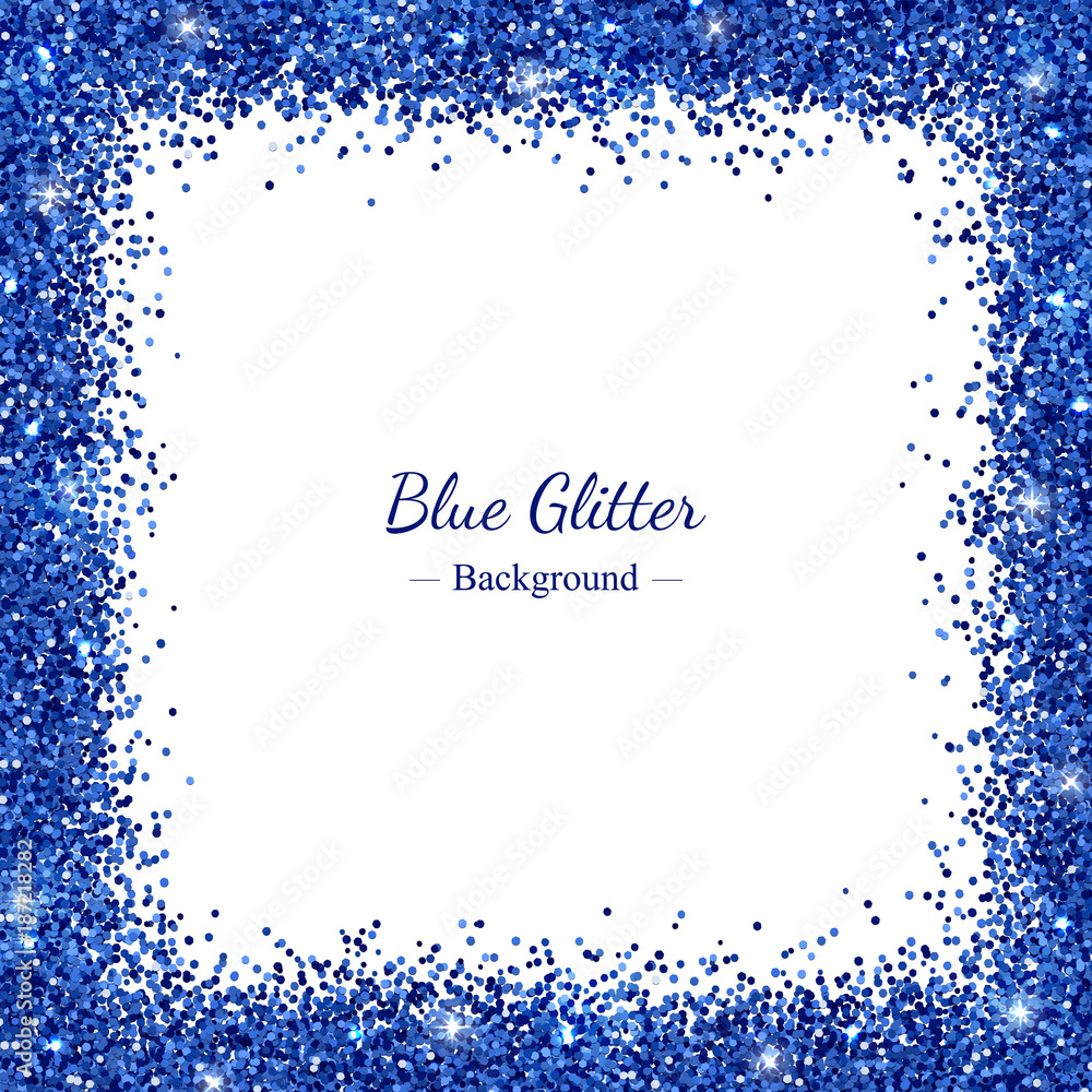 Square border frame with blue glitter on white background. Vector Stock ... Square border frame with blue glitter on white background. Vector Stock ...