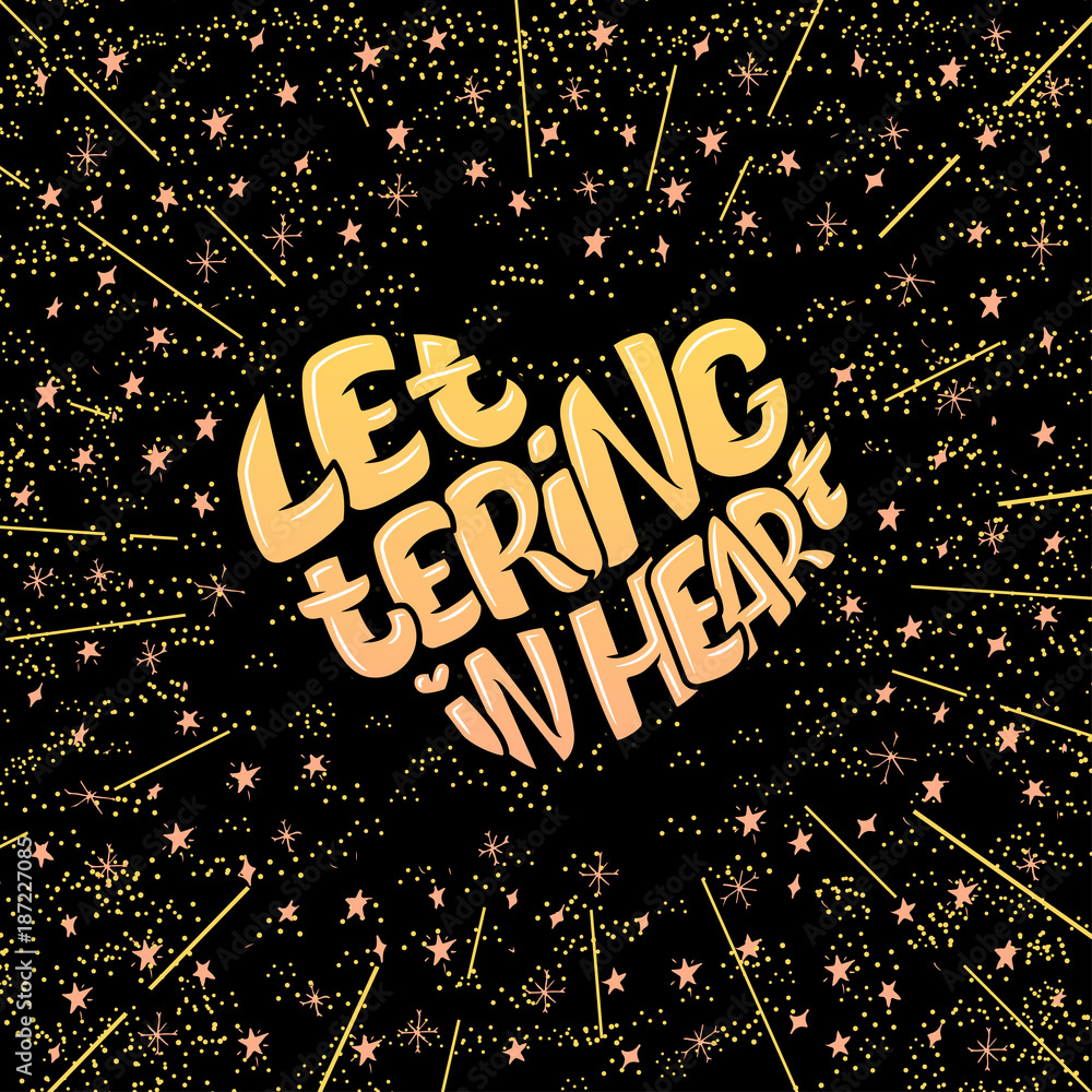 Big heart with lettering - Lettering in heart, typography poster for ...