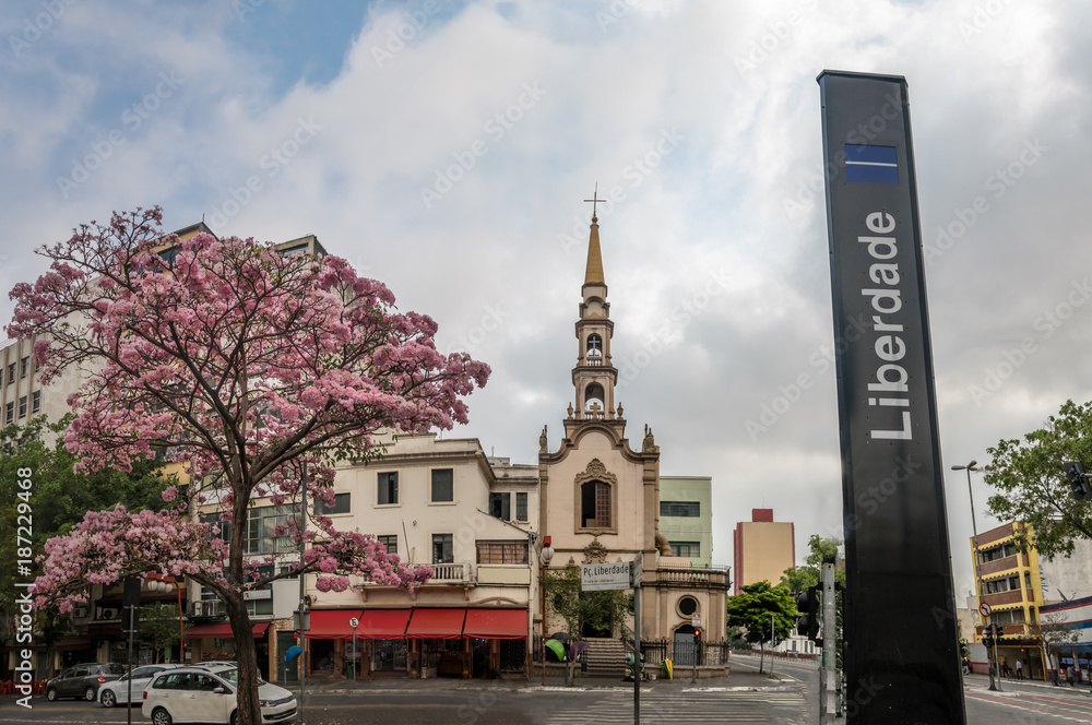 Liberdade Square And Church In Liberdade Japanese Neighborhood Sao