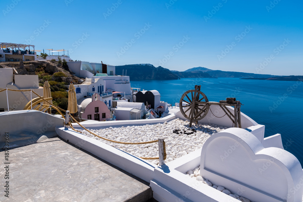 Santorini, Greece. Spinning wheel in the stunningly beautiful town of ...