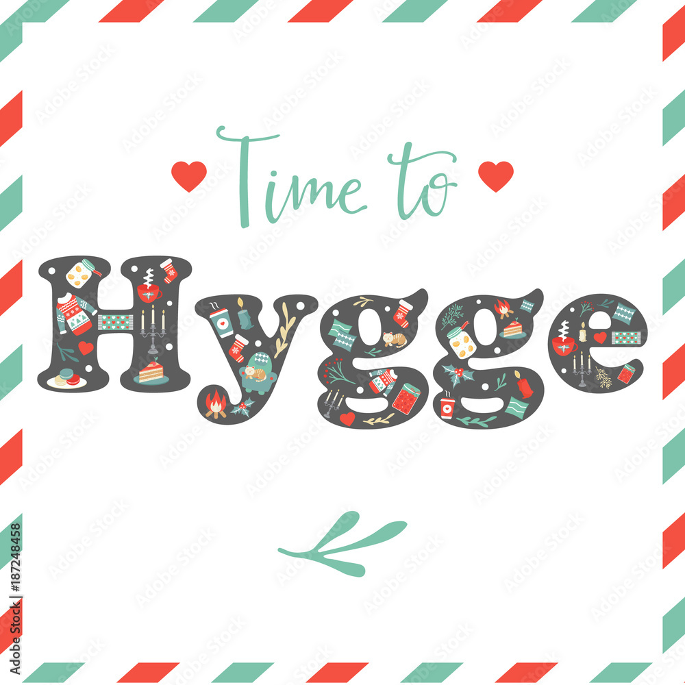 Hygge background with cozy things and elements. Stock Vector | Adobe Stock