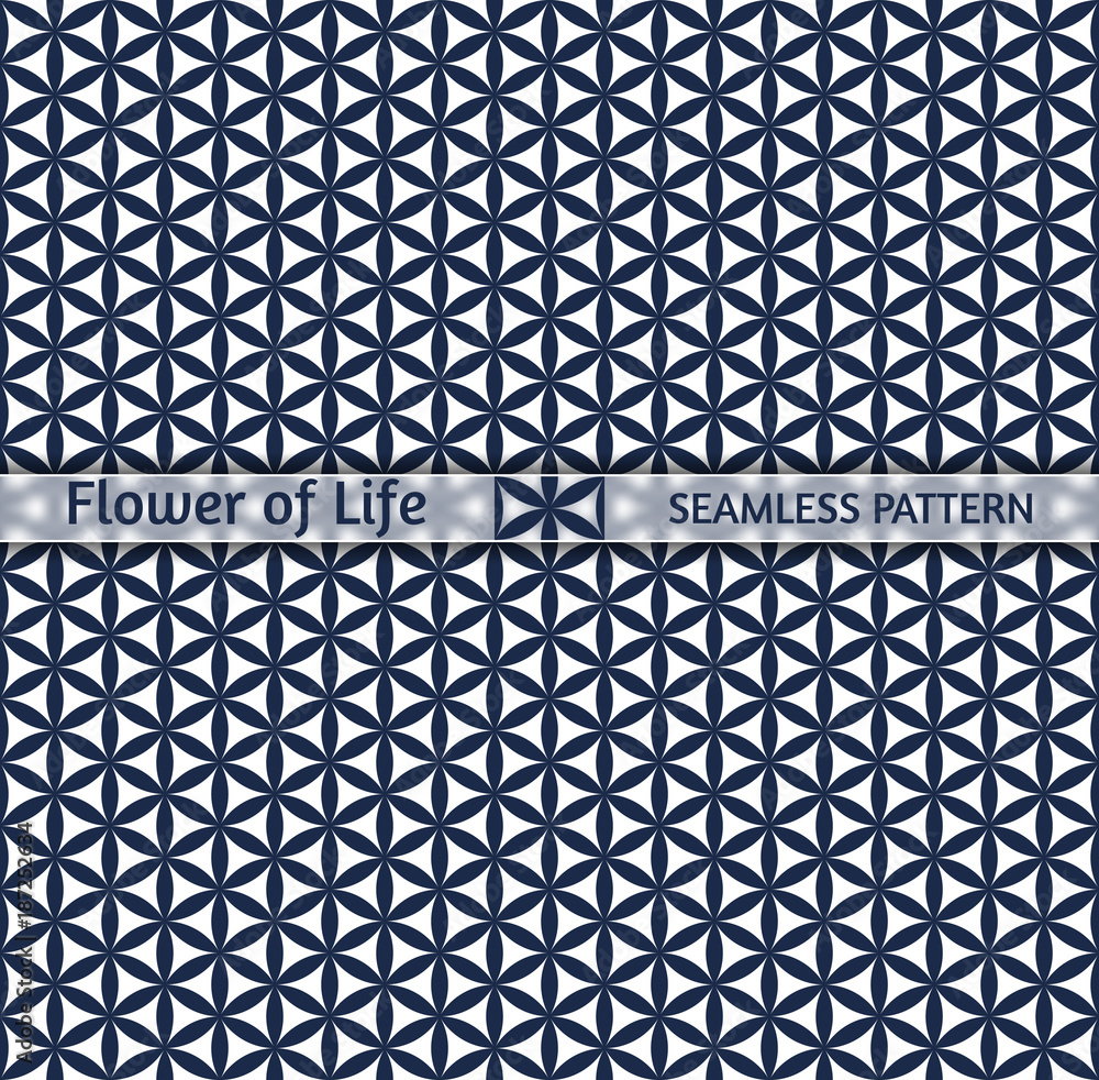 Sacred geometry, seamless pattern "Flower of life". Easily repainted in ...
