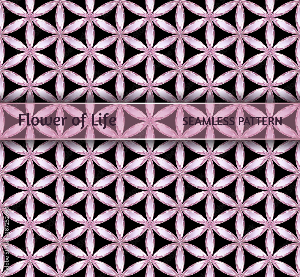 Sacred geometry, diamond seamless pattern "Flower of life". Crystal ...