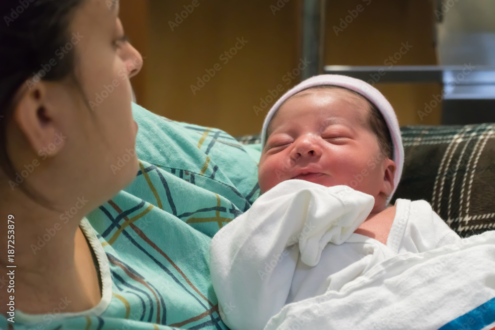 Beautiful Newborn Baby Girl In Hospital