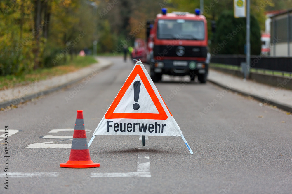 Feuerwehr - Absperrung Stock Photo | Adobe Stock