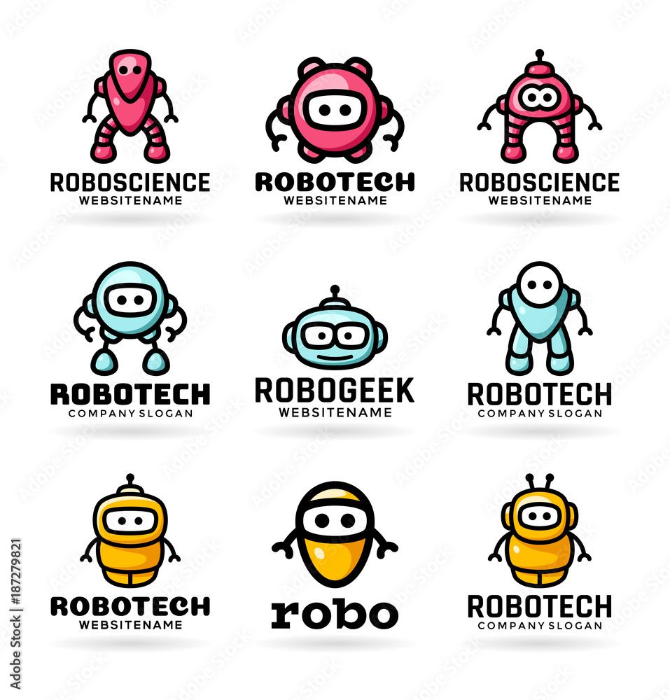 Vector robot logo design templates Stock Vector | Adobe Stock