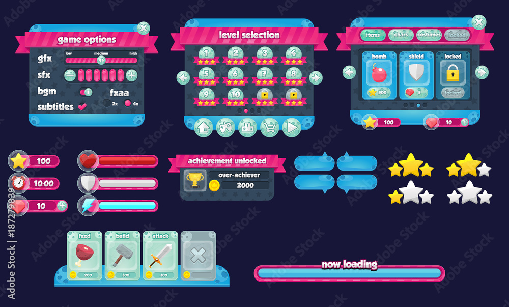Space Game GUI Pack Stock Vector | Adobe Stock