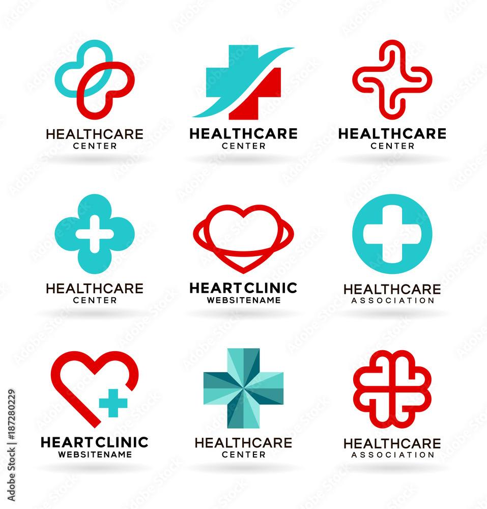 Medicine and Healthcare. Medical icons set and healthcare logo design ...