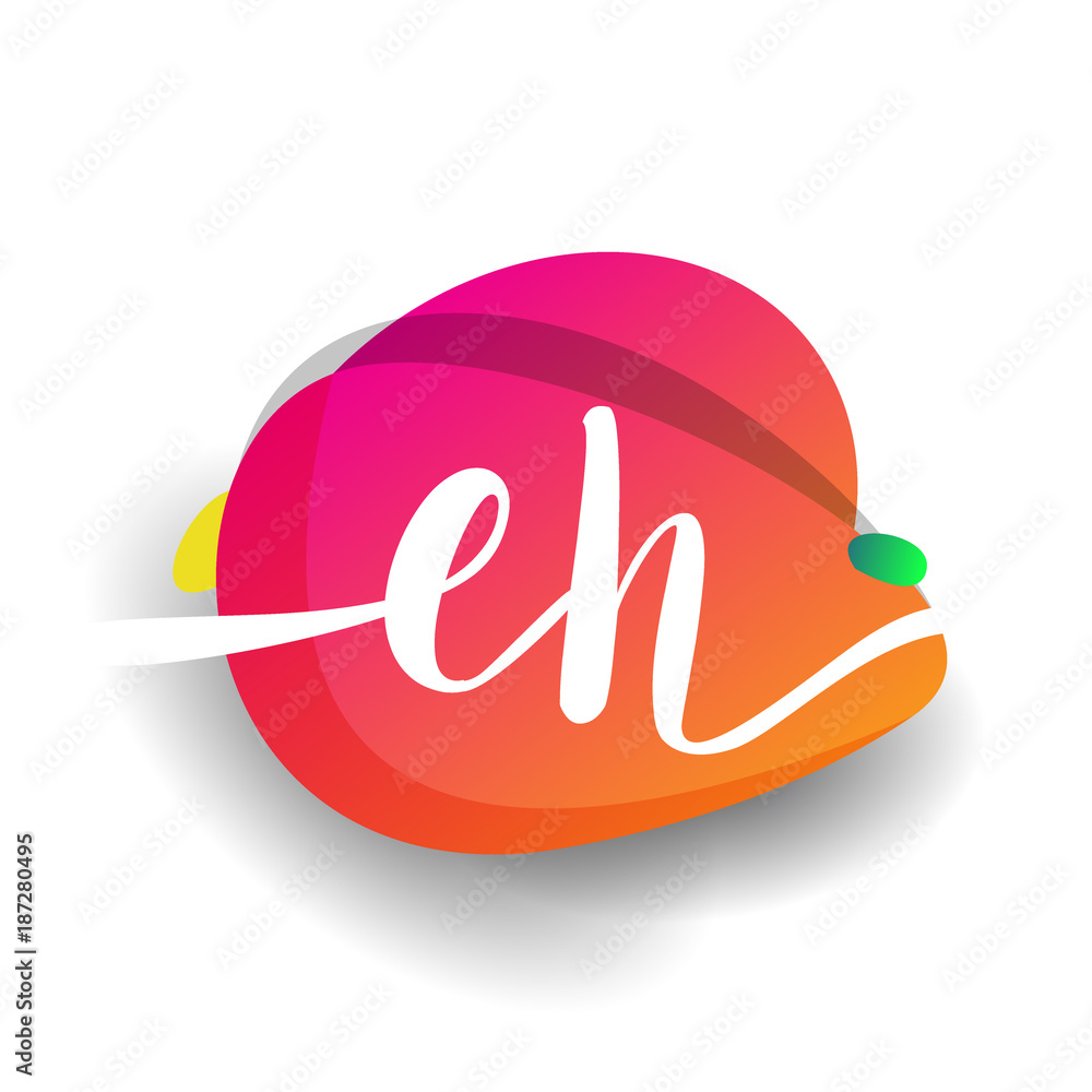 Letter EH logo with colorful splash background, letter combination logo ...