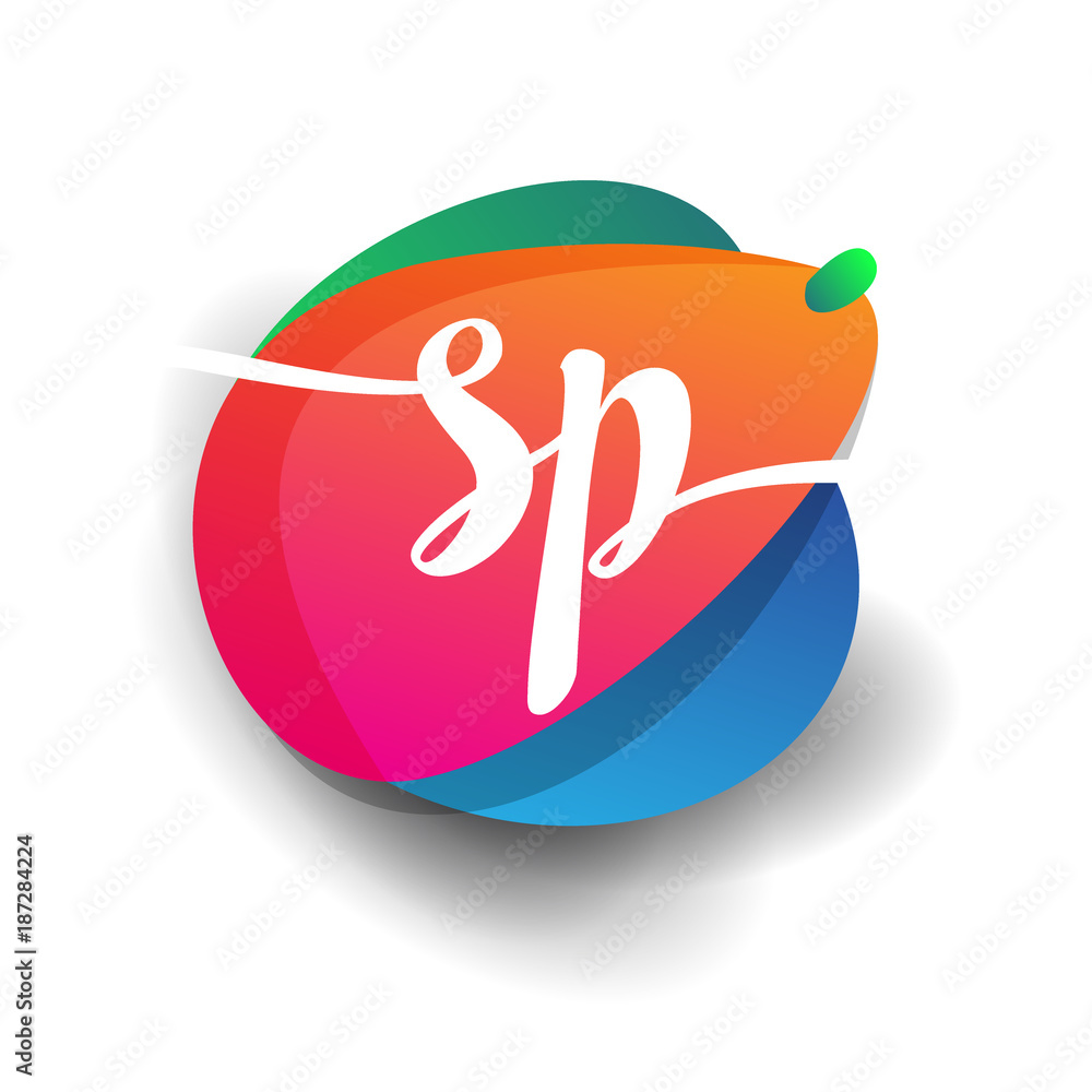 Letter SP logo with colorful splash background, letter combination logo ...