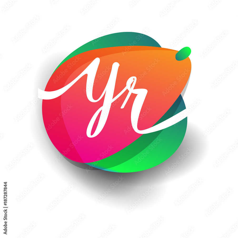 Letter YR logo with colorful splash background, letter combination logo ...