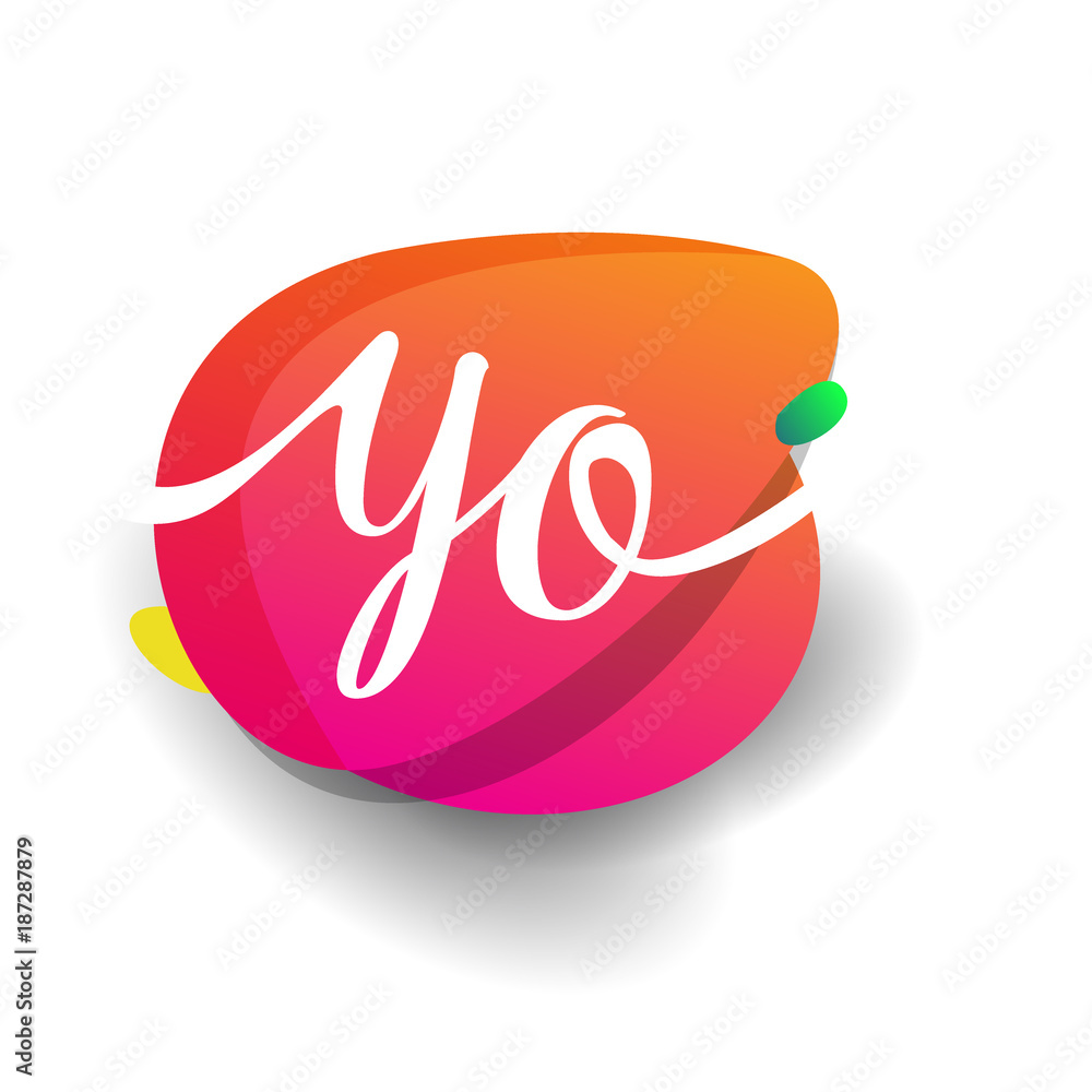 Letter YO logo with colorful splash background, letter combination logo ...