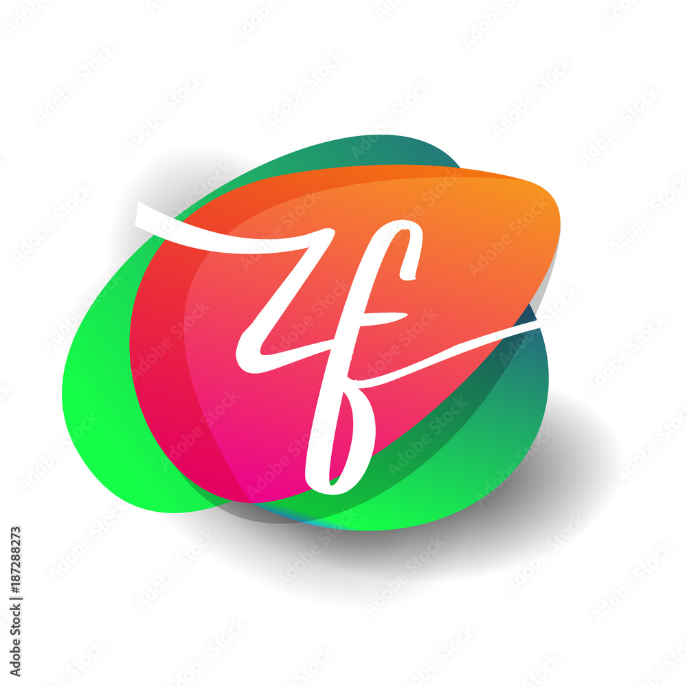 Letter ZF logo with colorful splash background, letter combination logo ...