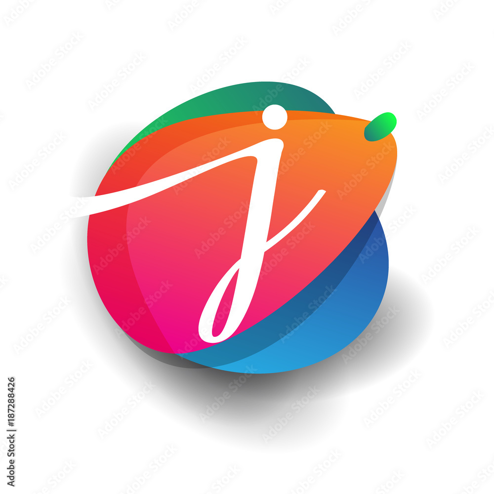 Letter J logo with colorful splash background, letter combination logo ...