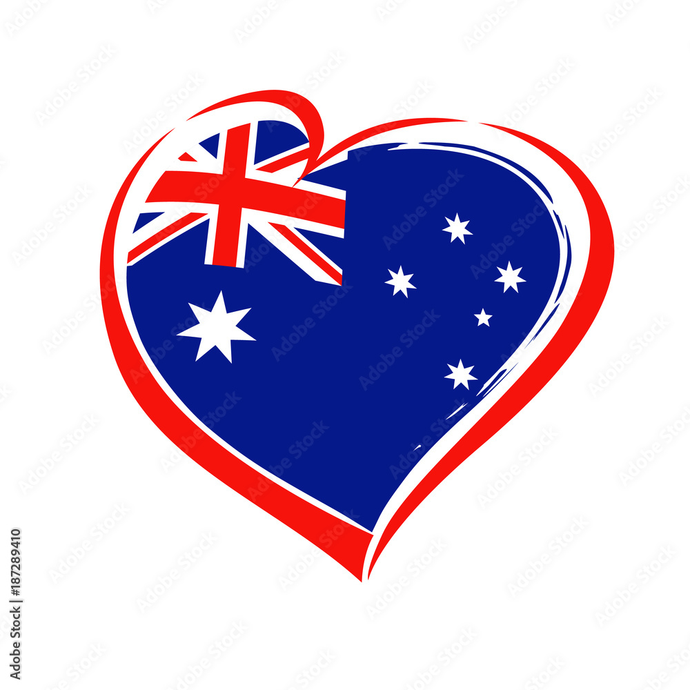 Love Australia, heart emblem. Flag of Australia with heart shape for ...
