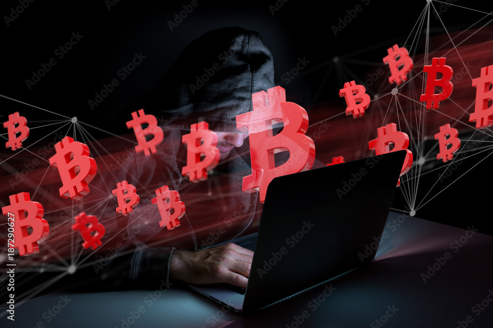 Hacker man in the dark using computer to hack data and information system Stock Photo | Adobe Stock