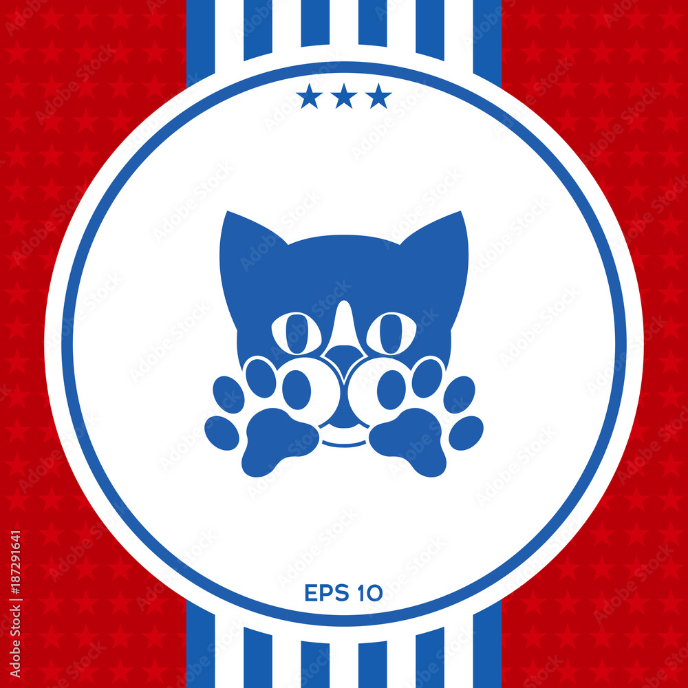 Cute Cat, paws - logo, symbol, protect sign Stock Vector | Adobe Stock
