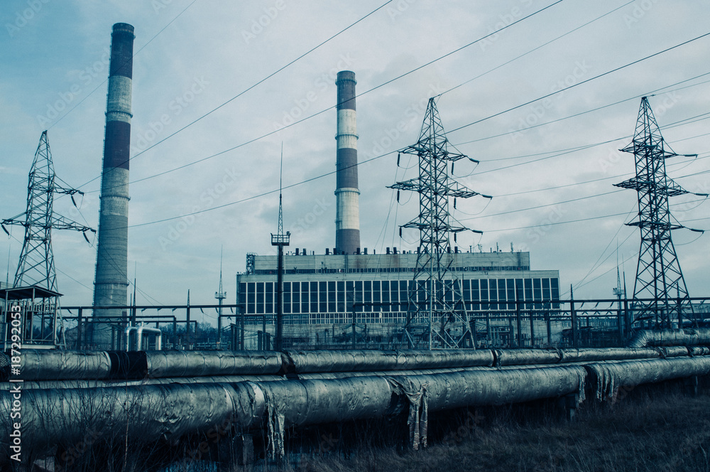 Foto de Soviet power plant and tubes of heating system. do Stock ...