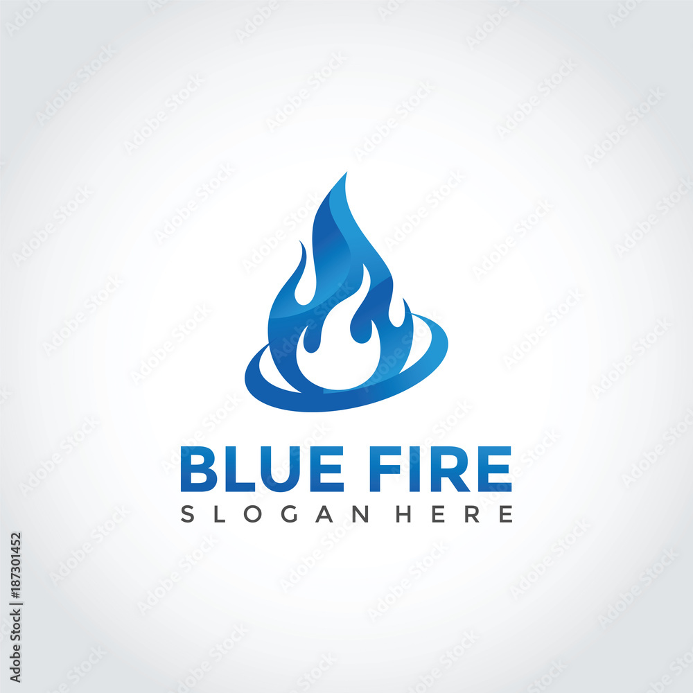 Blue Fire Logo Design. Vector Illustrator Eps. 10 Stock Vector | Adobe ...