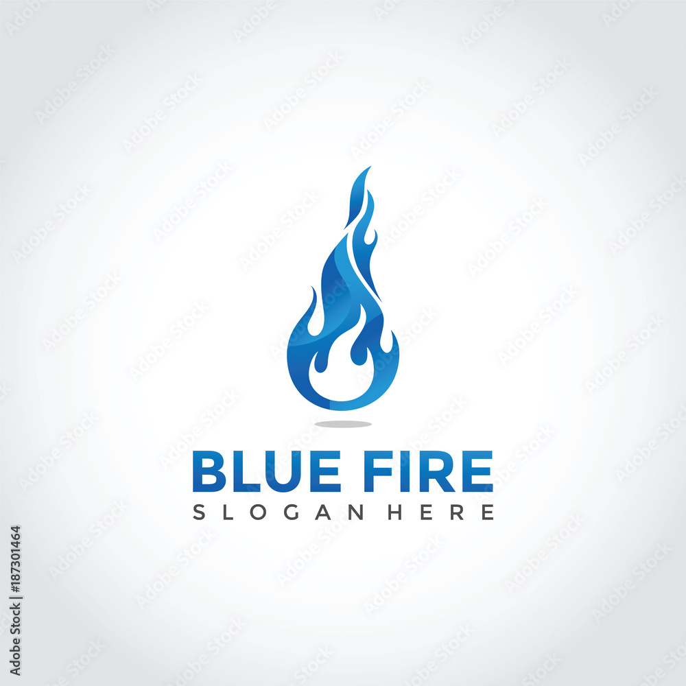 Blue Fire Logo Design. Vector Illustrator Eps. 10 Stock Vector | Adobe ...