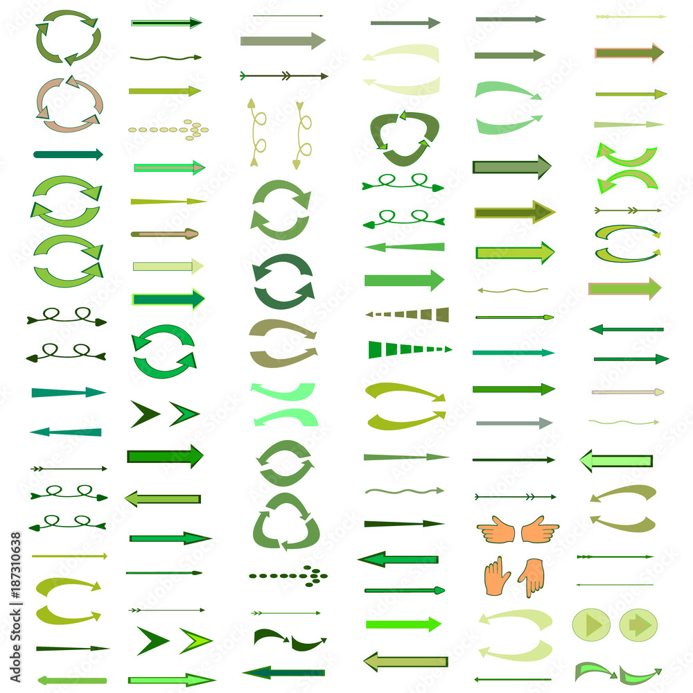 arrow, set, green, symbol, arrow-shaped, collection, sign, direction ...