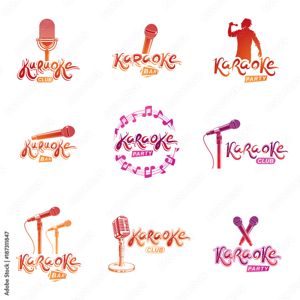 Set of social telecommunication theme logotypes, emblems and posters ...