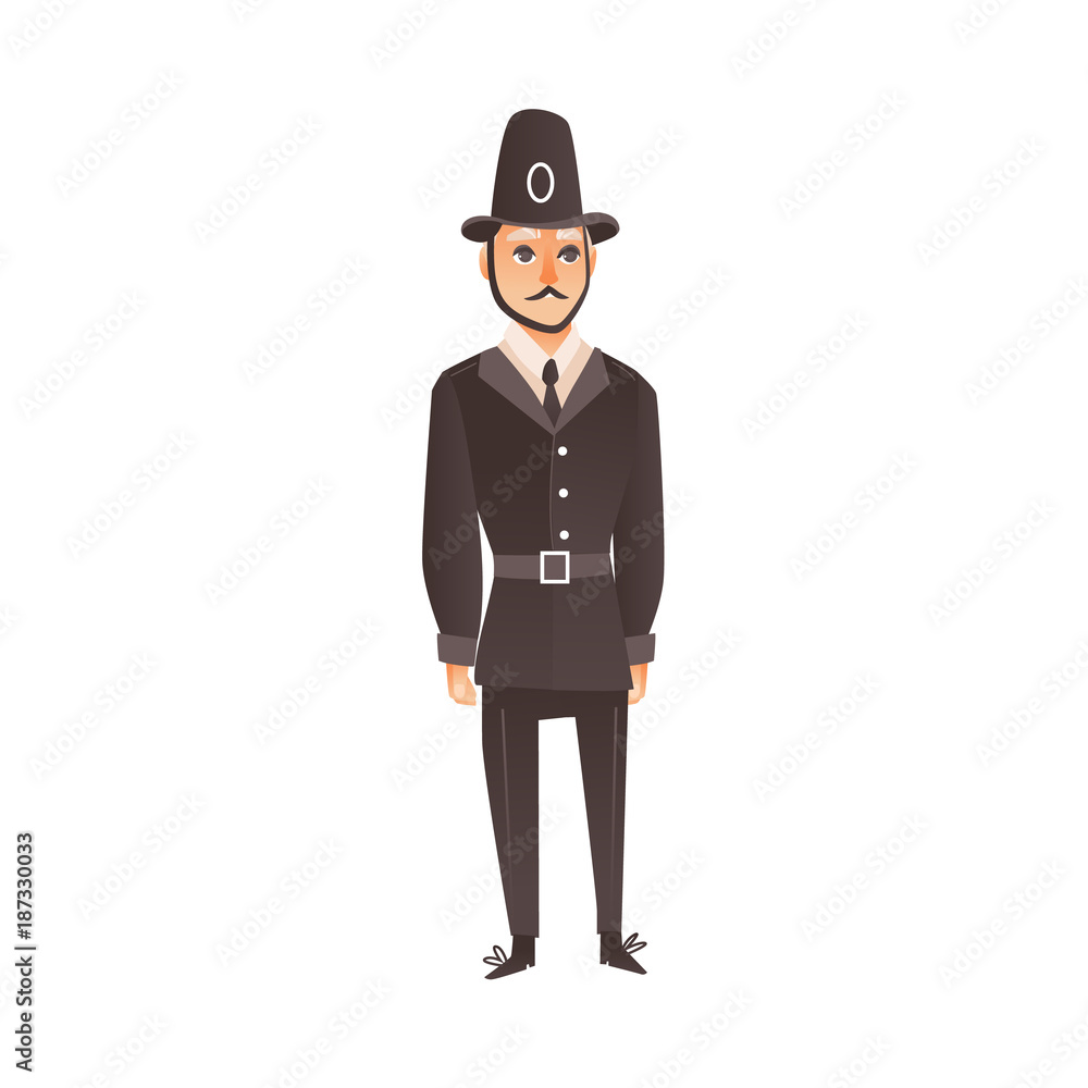 vector cartoon traditional british, english UK policeman, bobby in ...