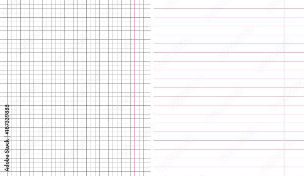 Set of school sheet paper notebook square and linear grid paper. Grid ...
