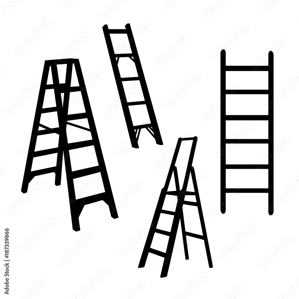 Ladder silhouette illustration isolated sign symbol. Ladder vector logo ...