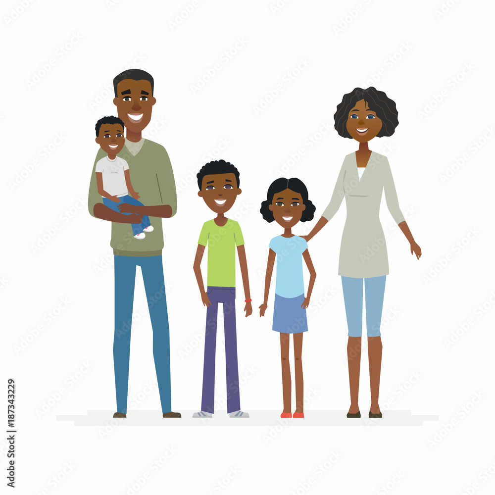 Happy African family - cartoon people characters isolated illustration ...