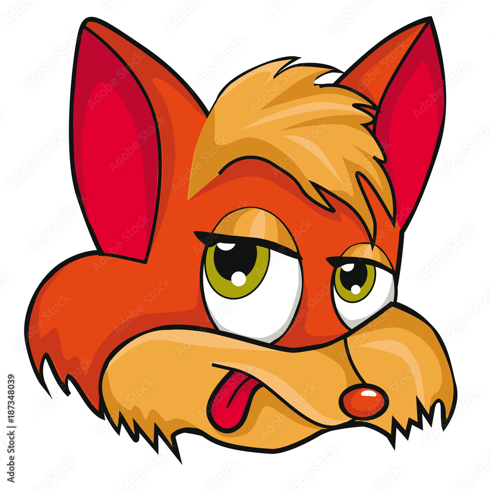 Fox head. Cartoon style. Isolated image on white background. Clip art ...