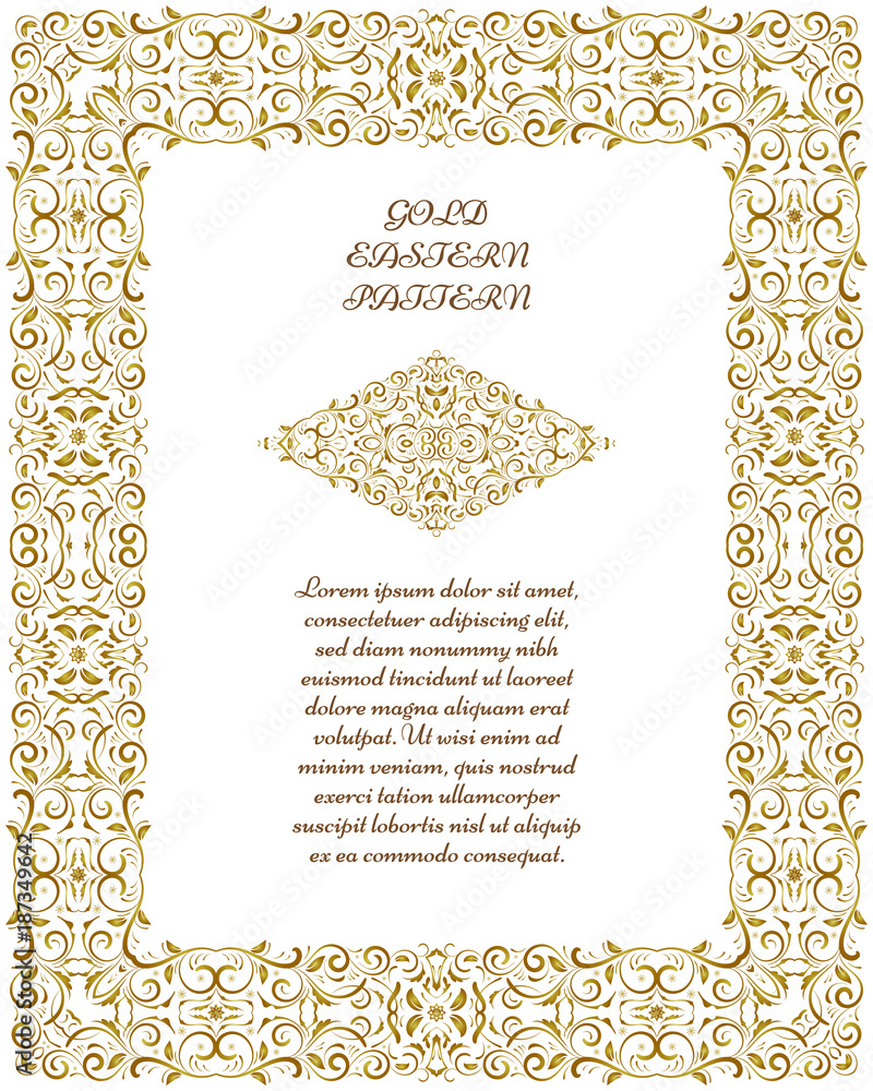 Gold rectangular frame. Ornate vignette for Your design cards ...